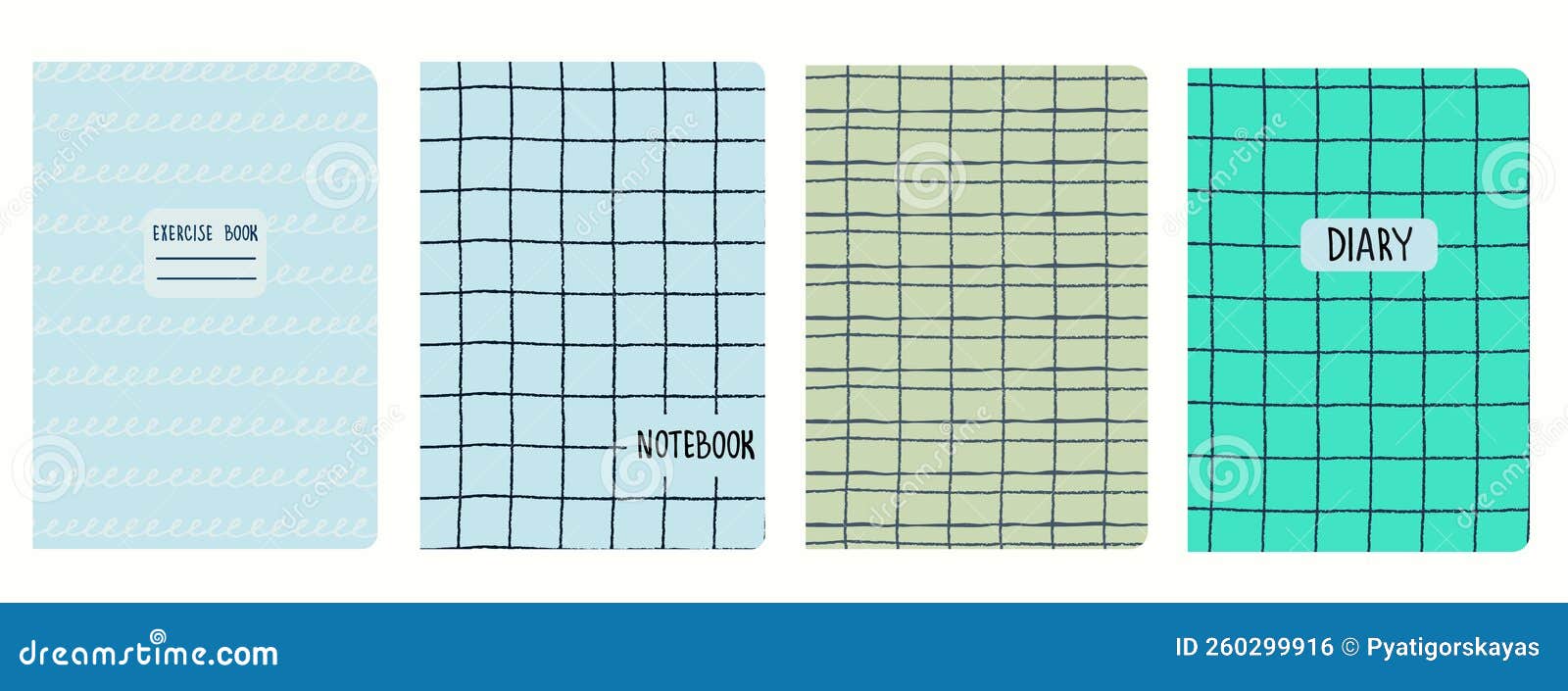 Set of Cover Page Templates Based on Grid Seamless Patterns, Spiral ...