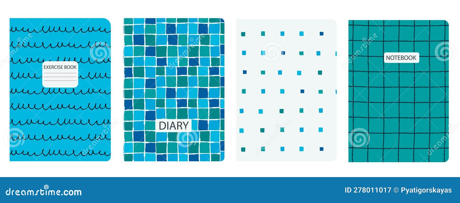 Set of Cover Page Templates Based on Grid Seamless Patterns, Spiral ...