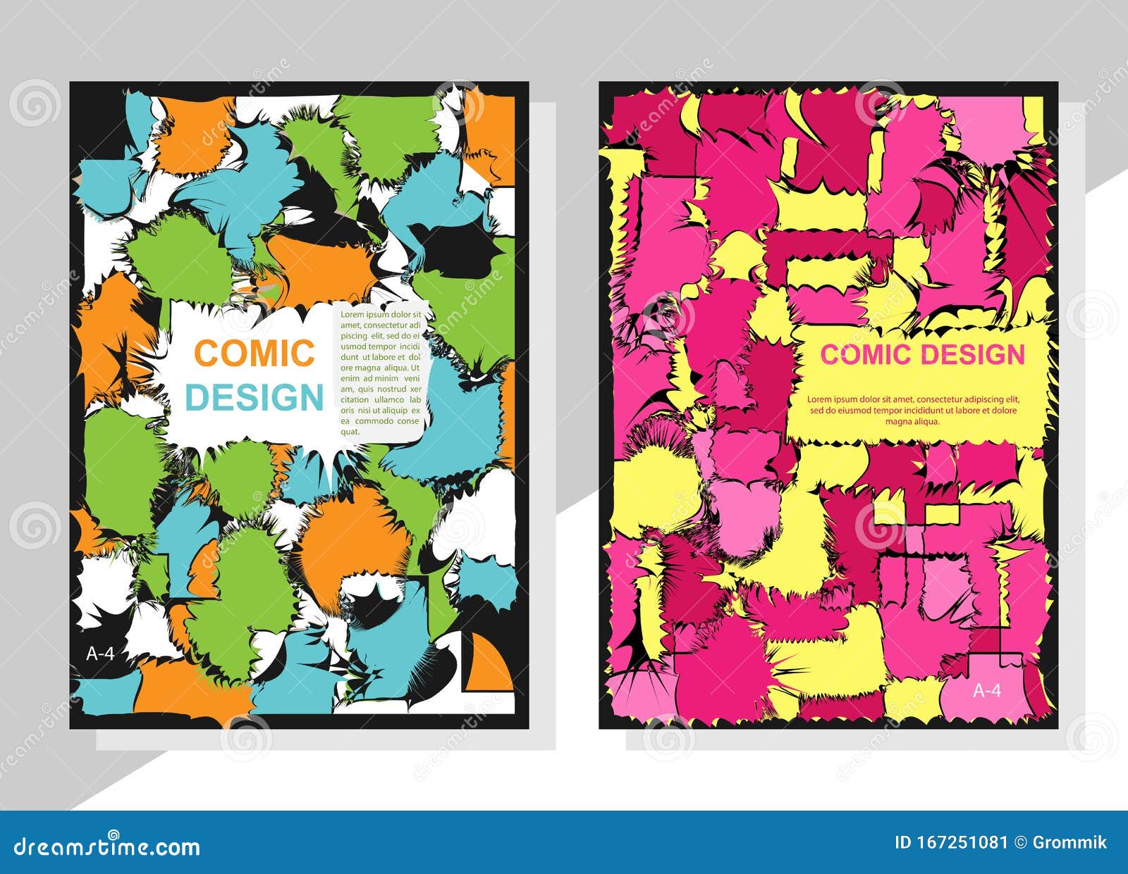 Set of Covers with a Flat Pattern in the Style of Comics. Format a-4 ...