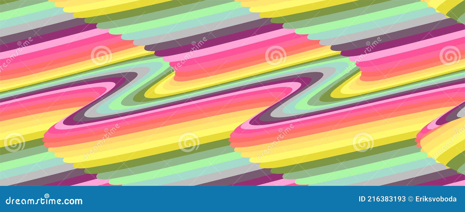 Set of Covers with Optical Illusion. Psychedelic Stripes in Rainbow ...