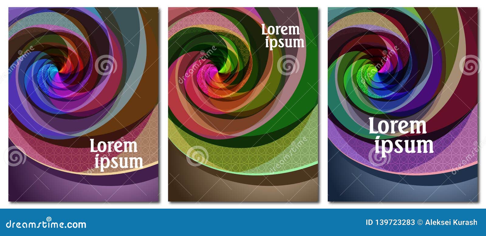 Set of 3 Covers with Original Abstract Multi-color Spiral Design Stock ...