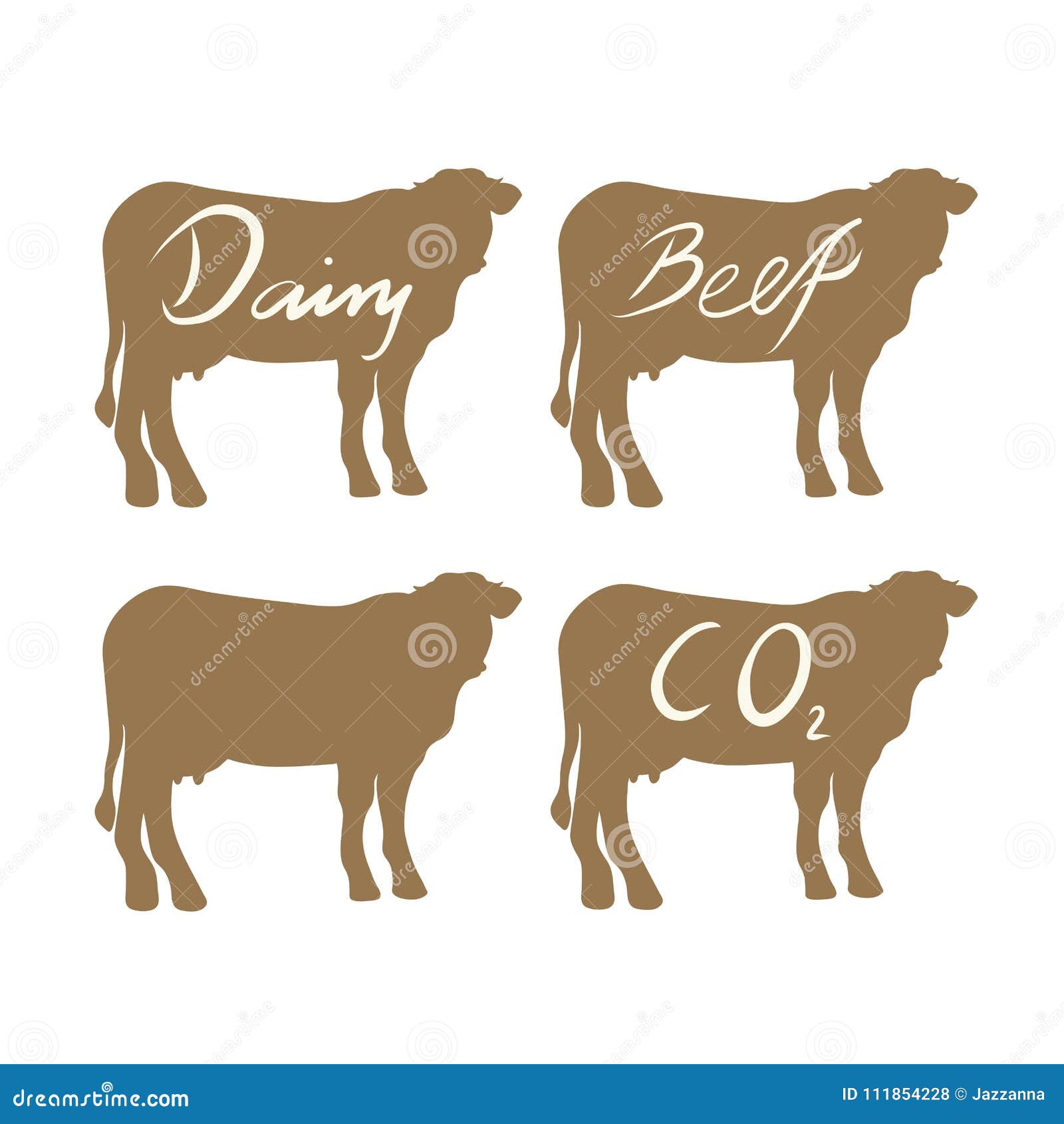 Set of cow beef symbols stock vector. Illustration of drawing - 111854228