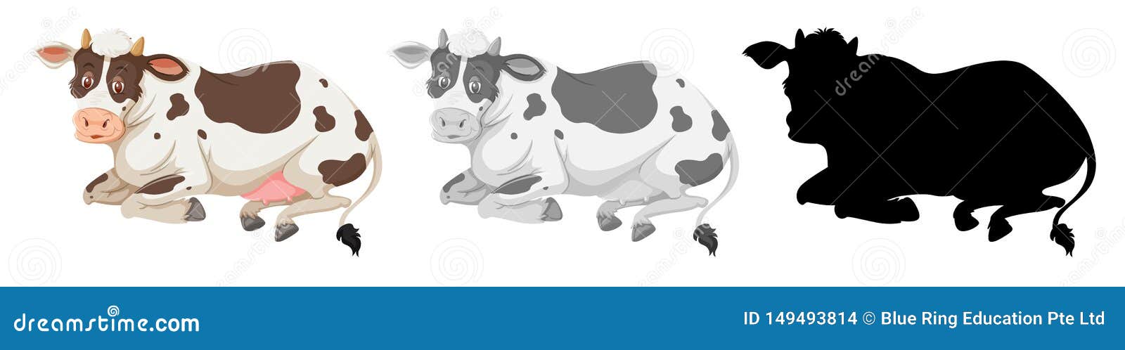 Set of cow character stock vector. Illustration of colour - 149493814