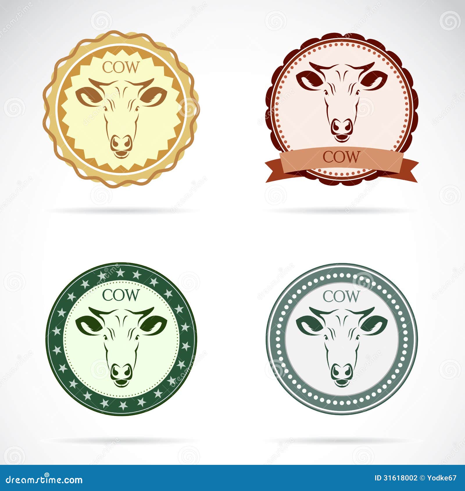 Set of cow label stock vector. Illustration of face, farmer - 31618002
