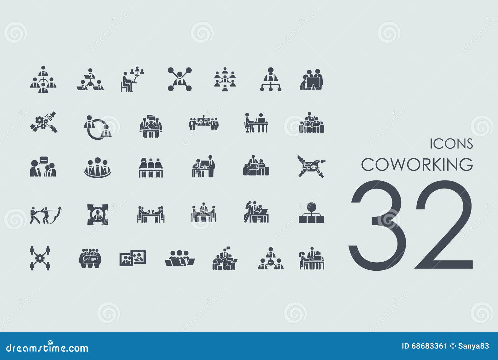 Set of coworking icons stock vector. Illustration of corporate - 68683361