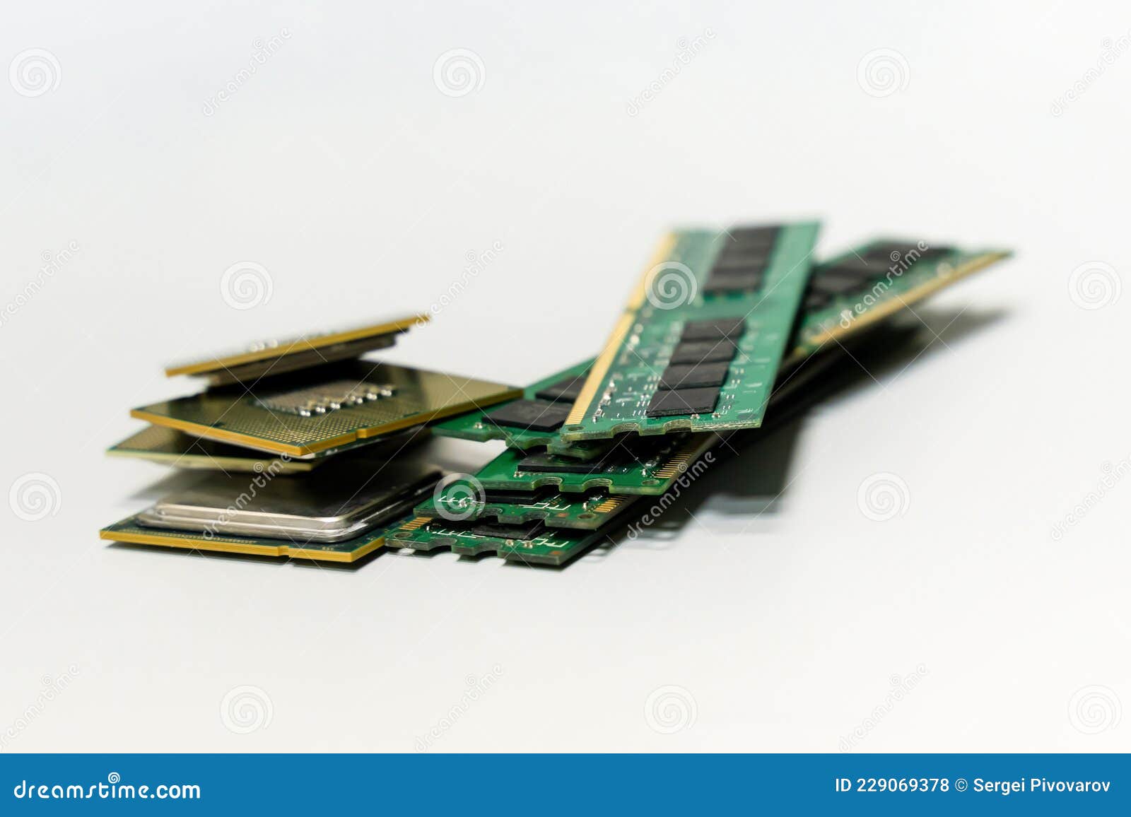 Set CPU Central Processing Unit and RAM, Random Access Memory Isolated ...