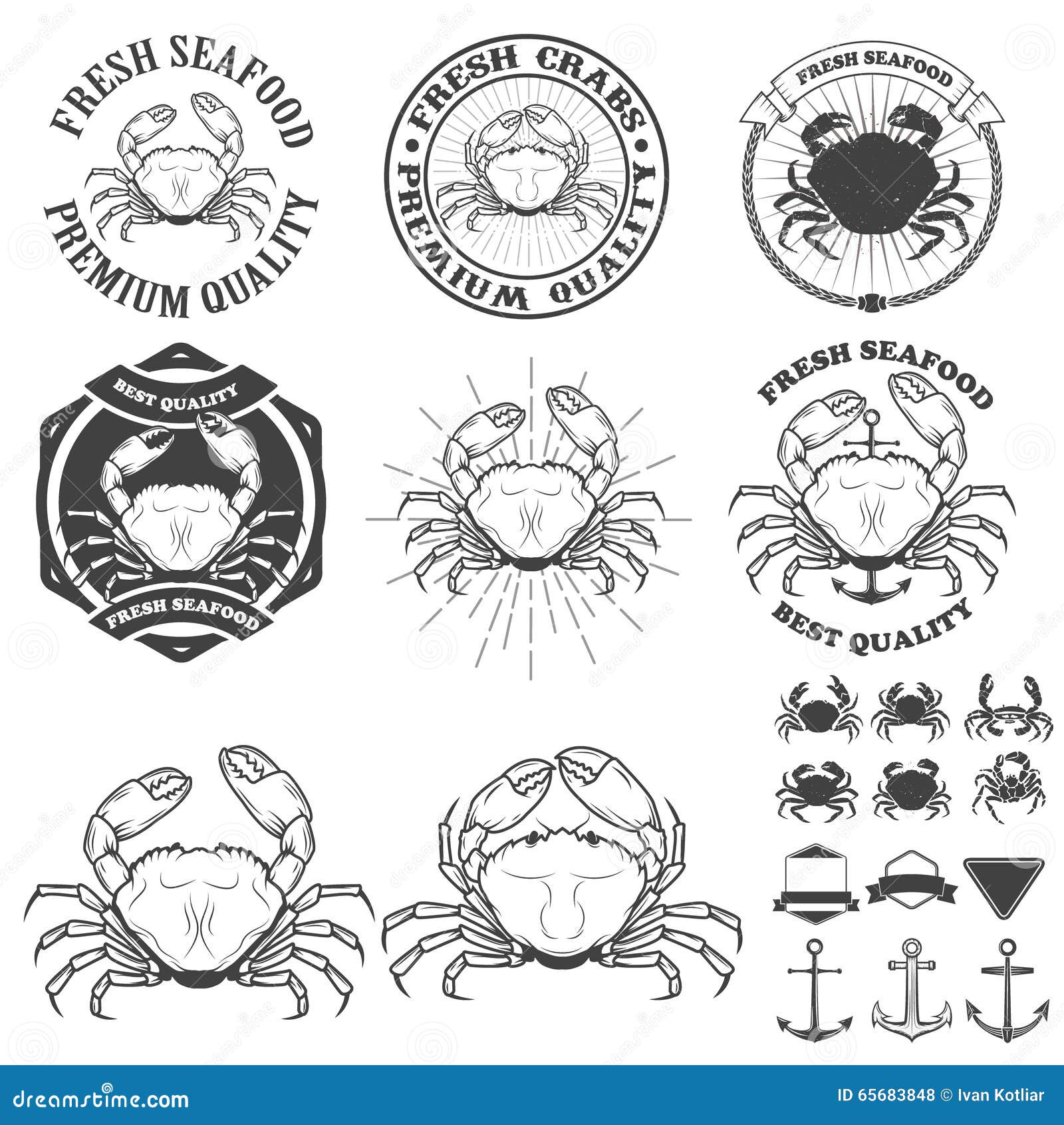 Set of Crabs Labels. Fresh Seafood. Stock Vector - Illustration of ...