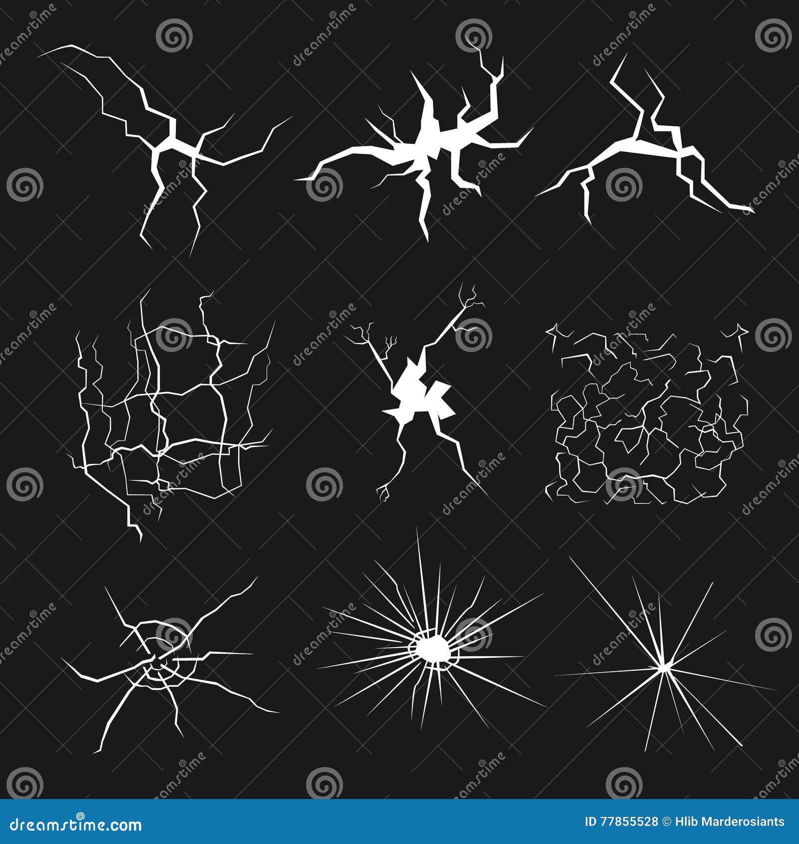 Set of Cracks for Disaster Design. Different Types Isolated Textures ...