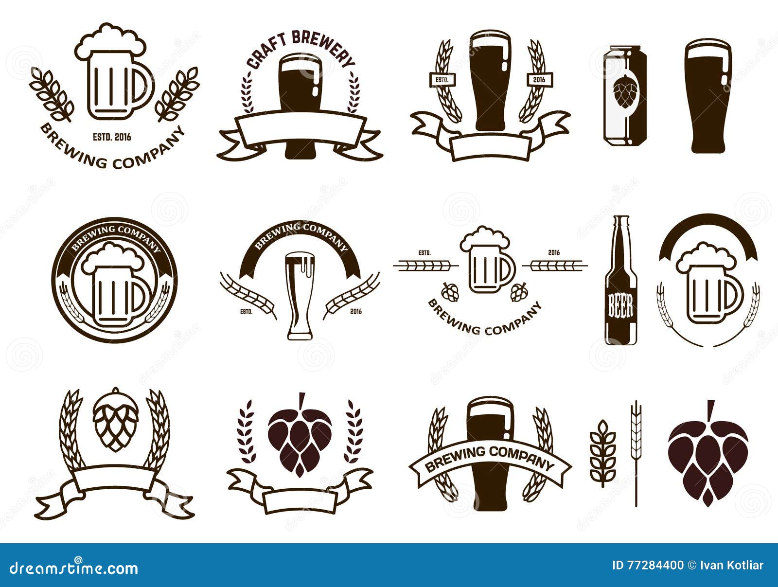 Set of Craft Beer Emblems and Logo Templates. Stock Vector ...