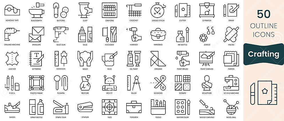 Set of Crafting Icons. Thin Linear Style Icons Pack Stock Vector ...