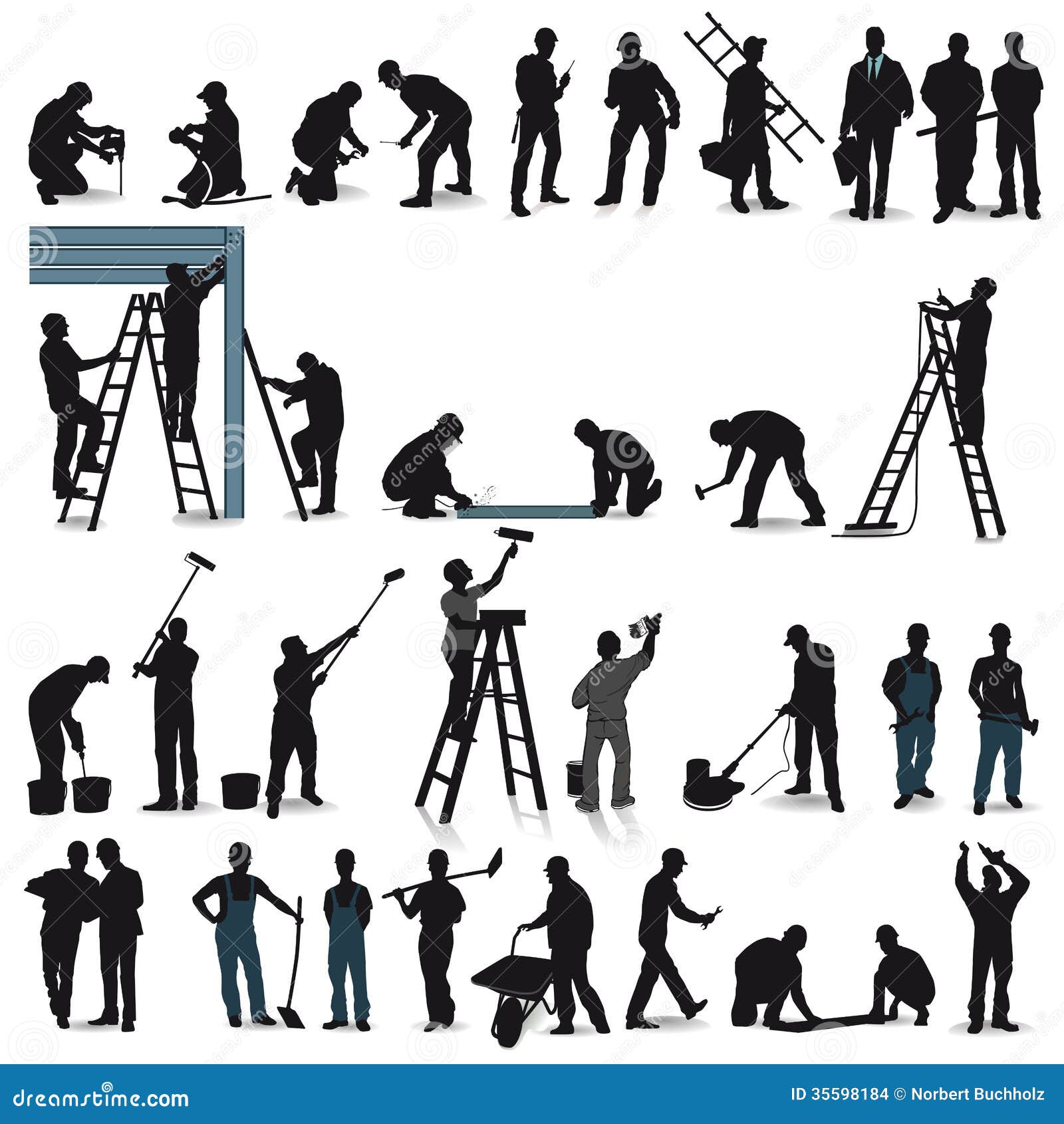 Set of Craftsmen Silhouettes Stock Vector - Illustration of icons ...