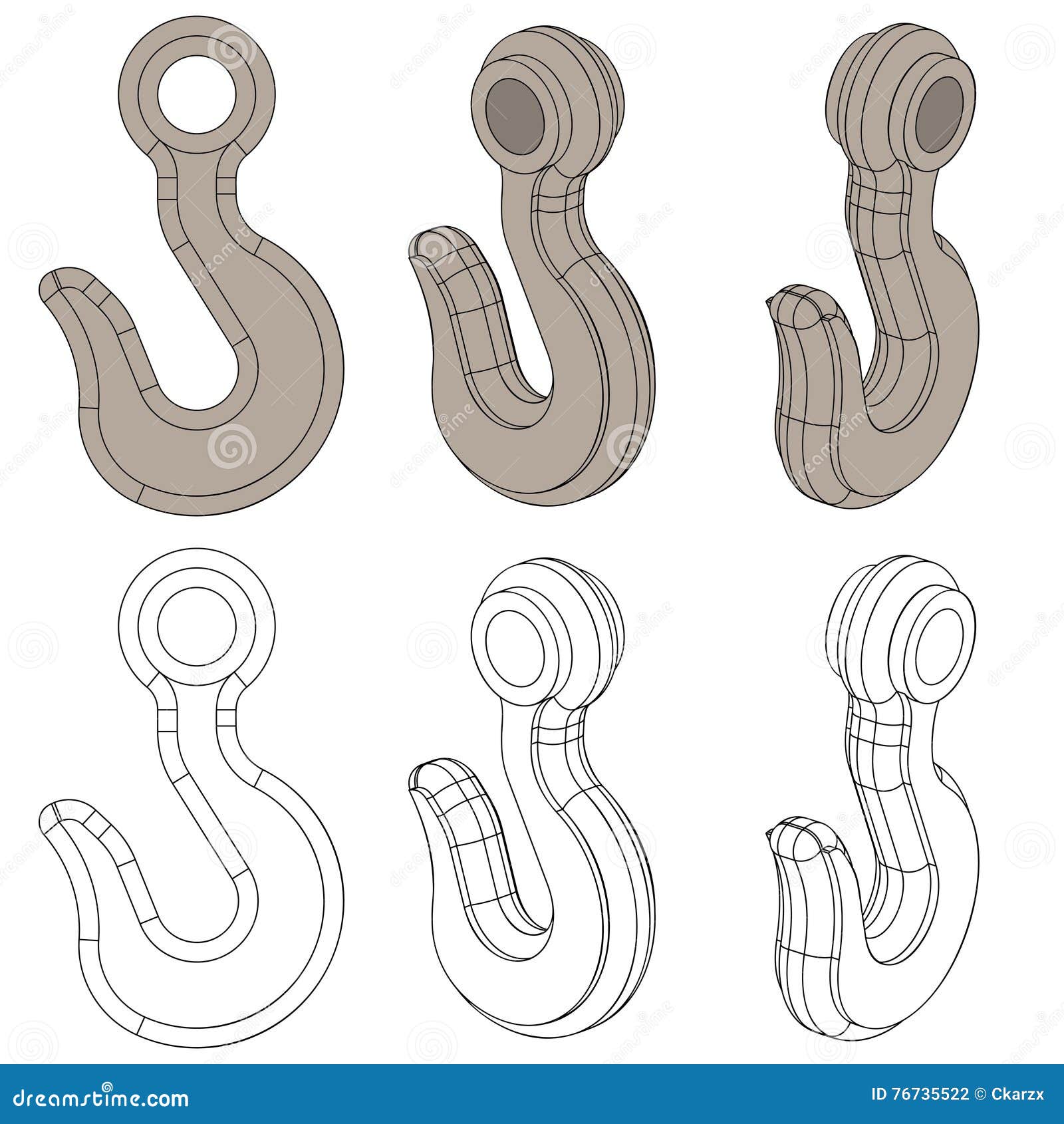 Set of crane hook (3d) stock vector. Illustration of draw - 76735522