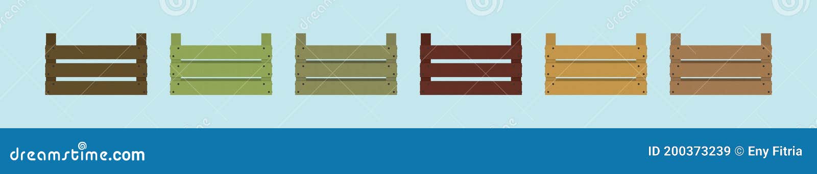 Set of Crate for Fruit and Vegetable Design Template with Various ...