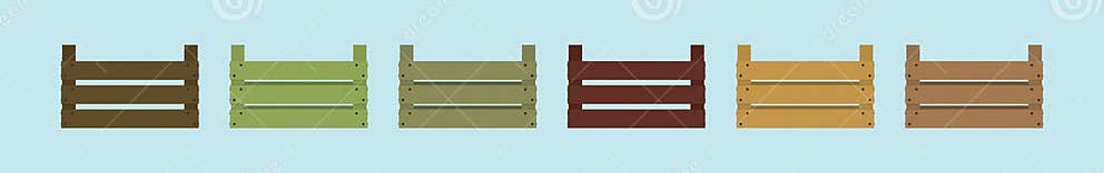 Set of Crate for Fruit and Vegetable Design Template with Various ...