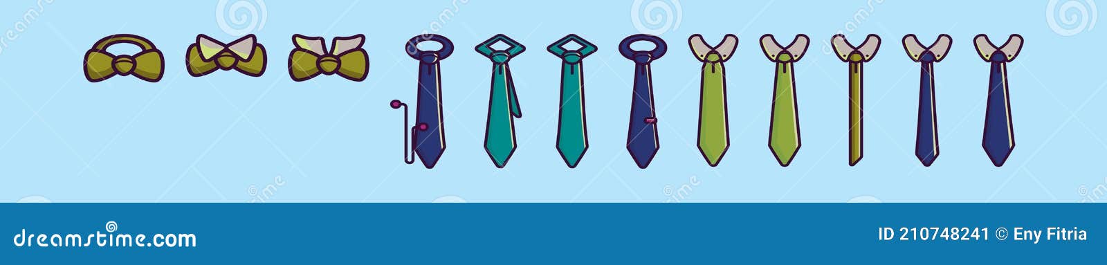 Set of Cravat Cartoon Icon Design Template with Various Models. Vector ...