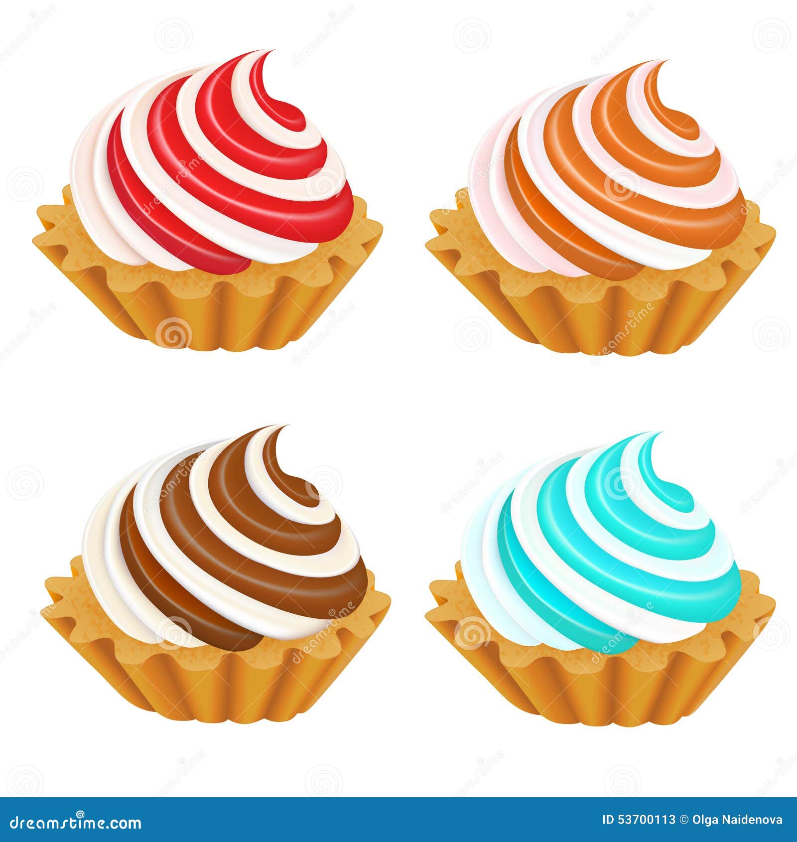 Set of cream cakes stock vector. Illustration of bakery - 53700113