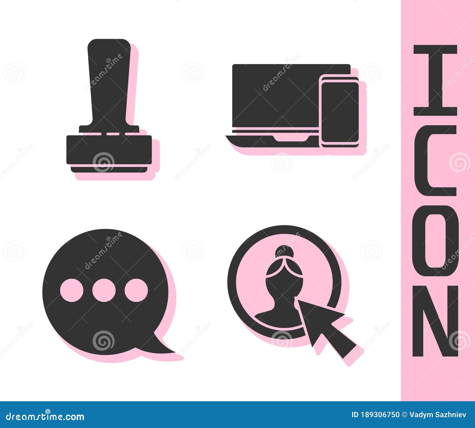 Set Create Account Screen, Stamp, Speech Bubble Chat and Monitor and ...