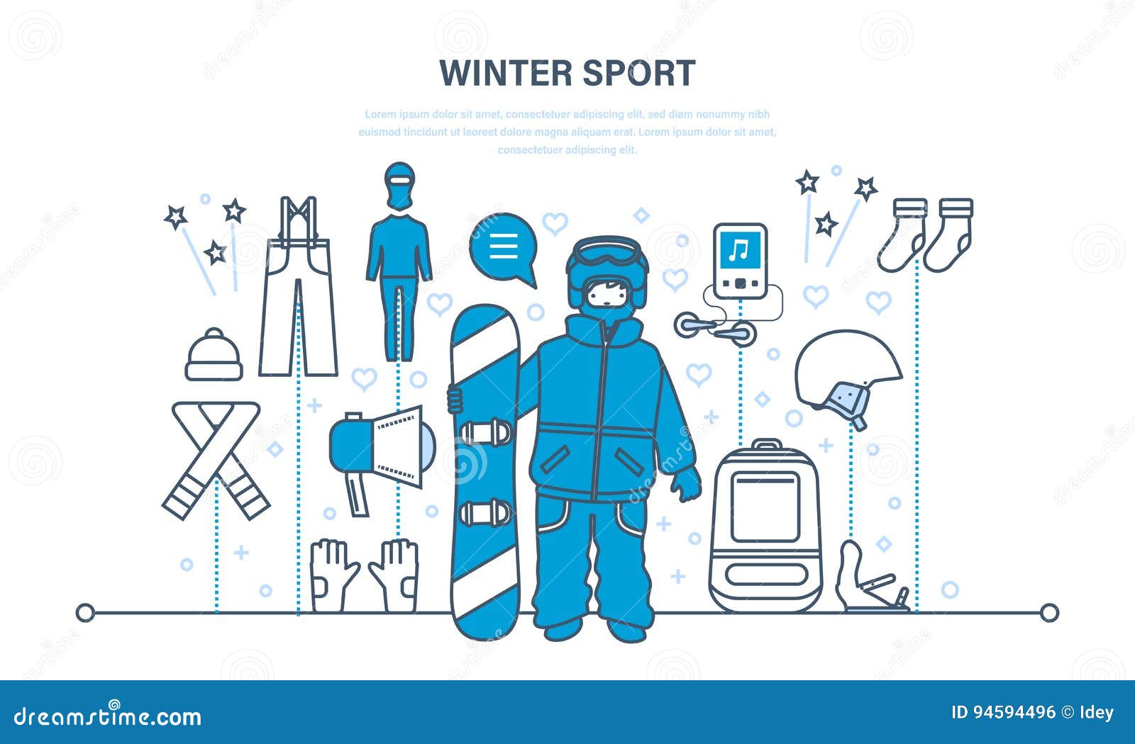 Set for Creating Character, Winter Sport, Snowboard Clothes and Tools ...
