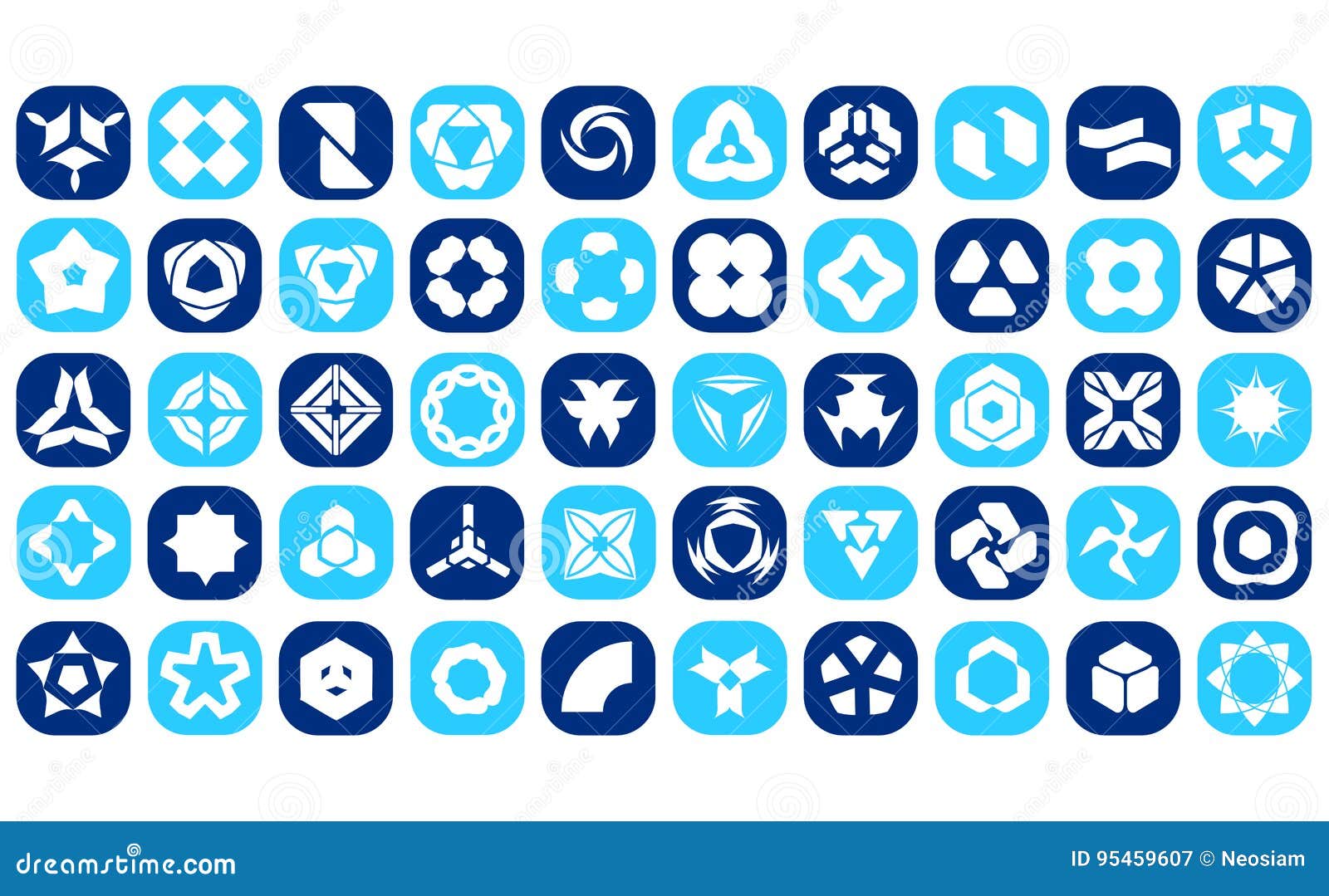 Set of 50 Creative Abstract Icon Set Collection Stock Vector ...