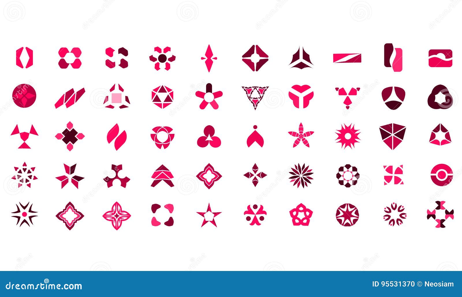 Set of 50 Creative Abstract Icon Set Collection Stock Vector ...