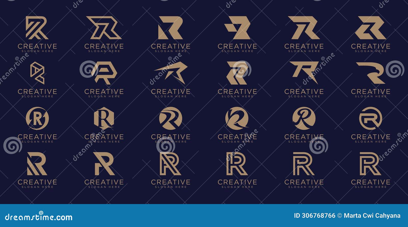 Set of Creative Abstract Monogram Letter R Logo Design Stock Vector ...