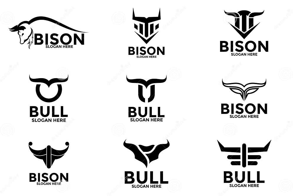 Set of Creative Bison Logo Design Vector , Abstract Bison Logo ...