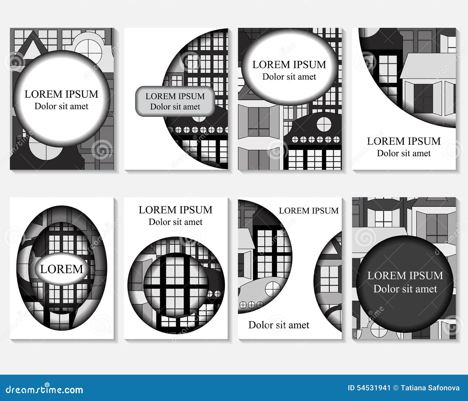 Set of Creative Card with Building Texture. Pattern for Placard, Poster ...