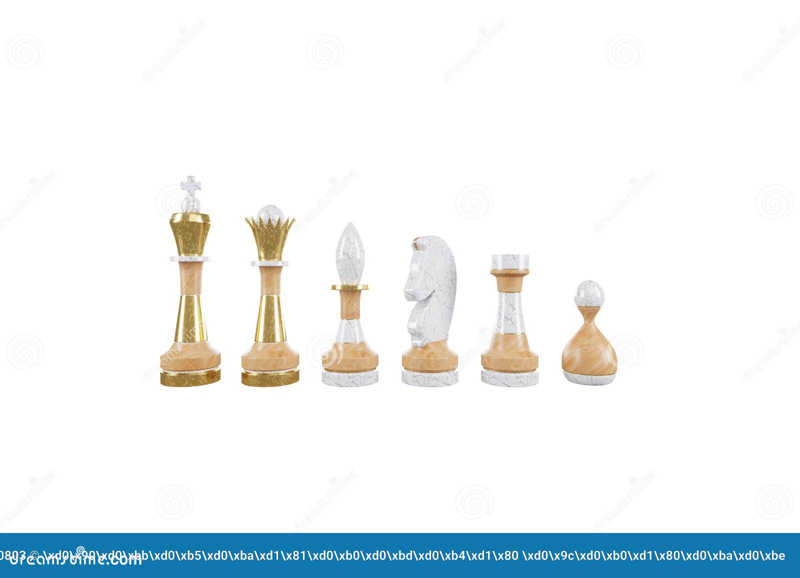 Set of Creative Chess Pieces Isolated on White Background. 3D ...