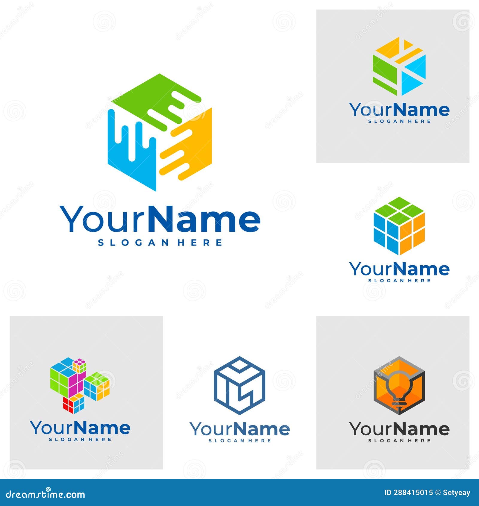 Set of Creative Cube Logo Vector. Hexagon Logo Design Template Stock ...