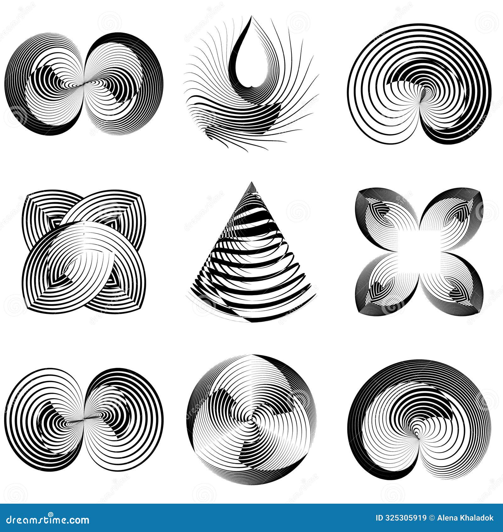 Vector Design Elements, Decorative Op Art Symbols, Signs, Emblems ...