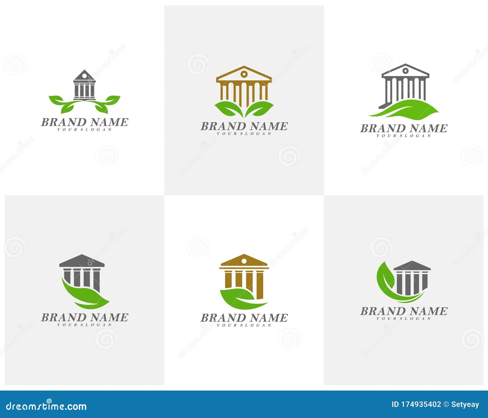 Set of Creative Government Building with Leaf Logo Template Vector ...