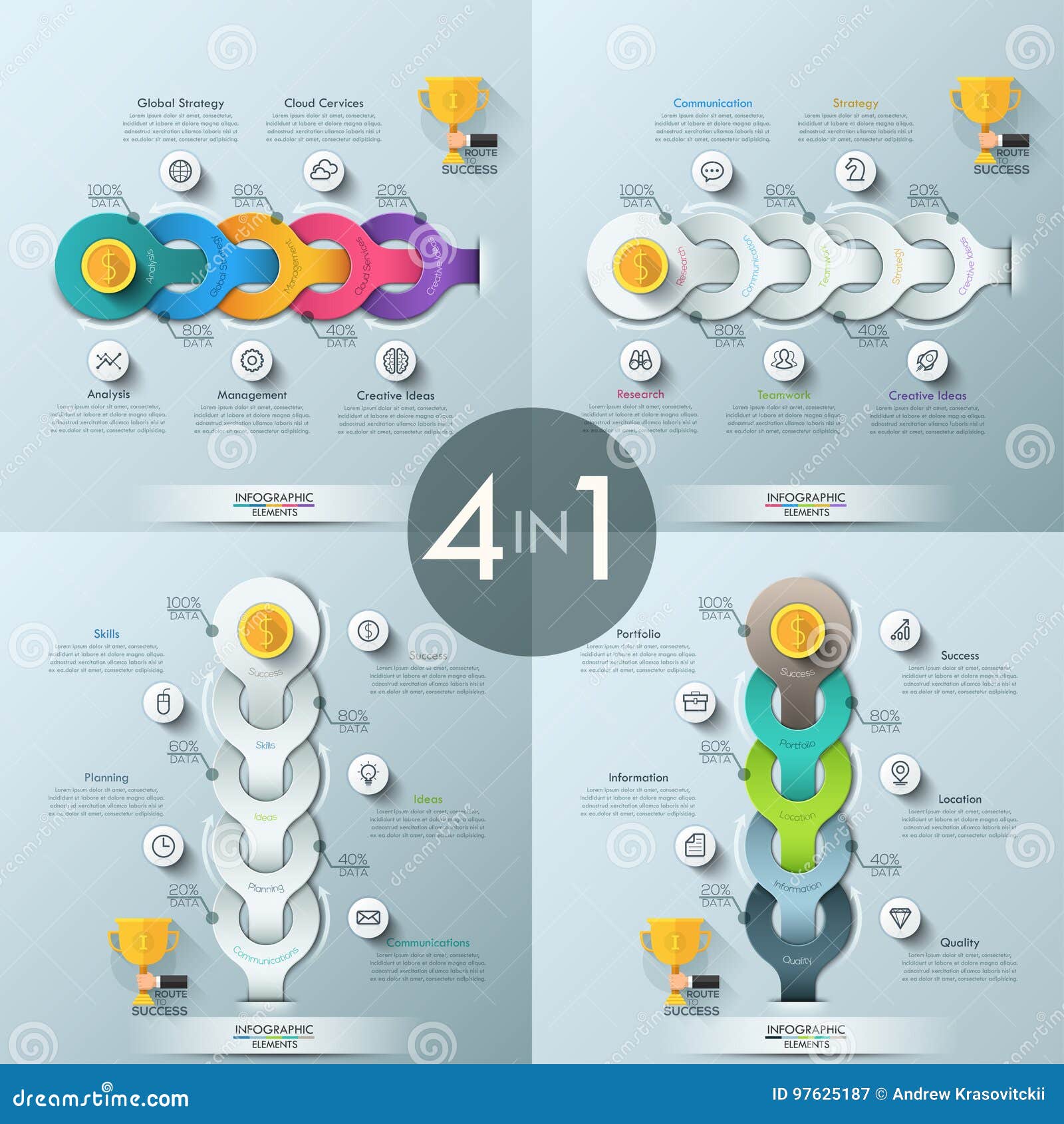 Set of 4 Creative Infographic Design Layouts Stock Vector ...