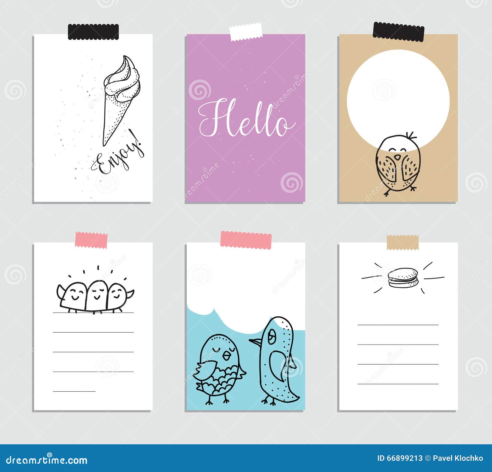 Set of Creative 6 Journaling Cards. Vector Illustration Stock Vector ...