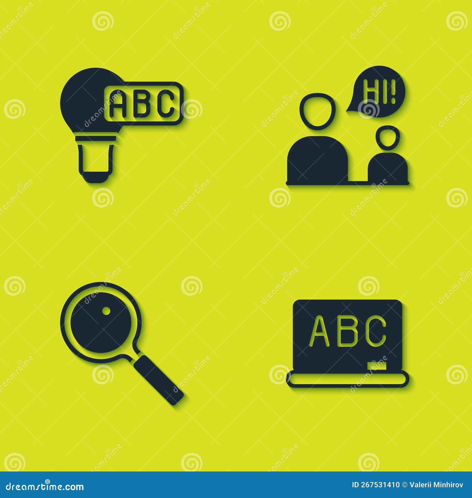 Set Creative Lamp Light Idea, Chalkboard, Magnifying Glass and Two ...