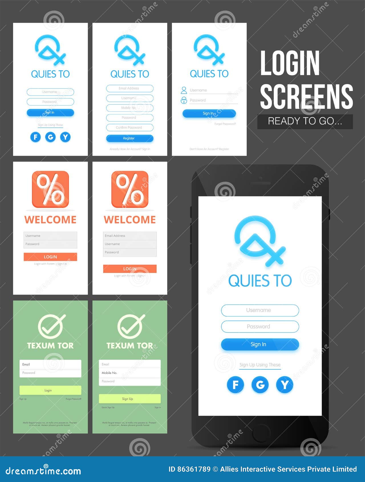 Set of Creative Login Screens. Stock Illustration - Illustration of ...