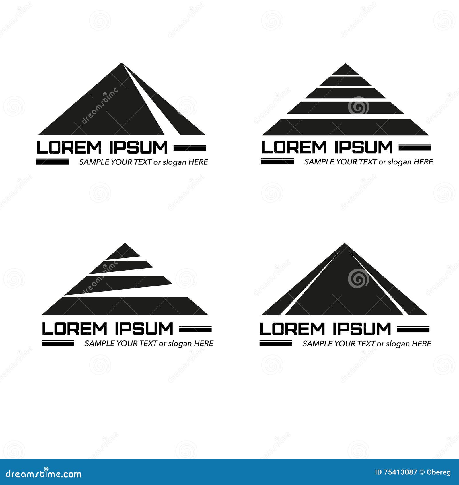 Set Creative Monochrome Logos with Stylized Design Pyramid Stock Vector ...