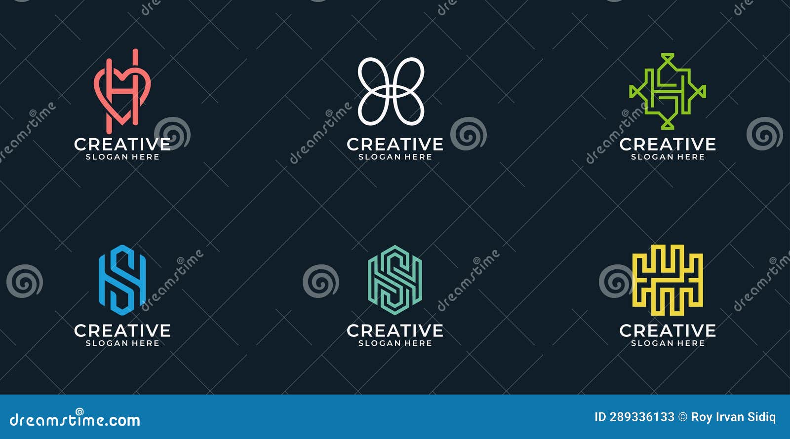 Set of Creative Monogram Letter H Logo Stock Illustration ...