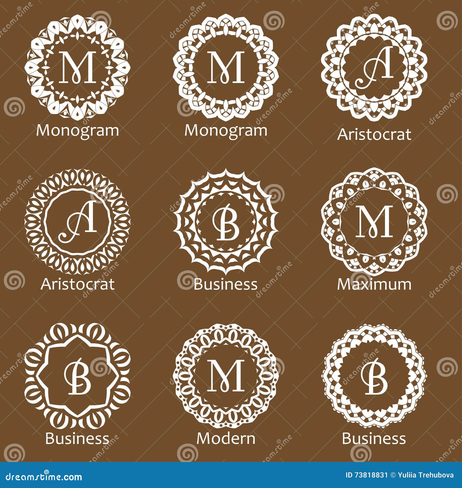 Set of Creative Monograms. Template Ornament Line Design for Business ...