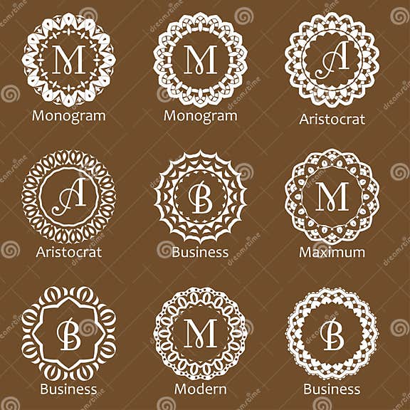 Set of Creative Monograms. Template Ornament Line Design for Business ...