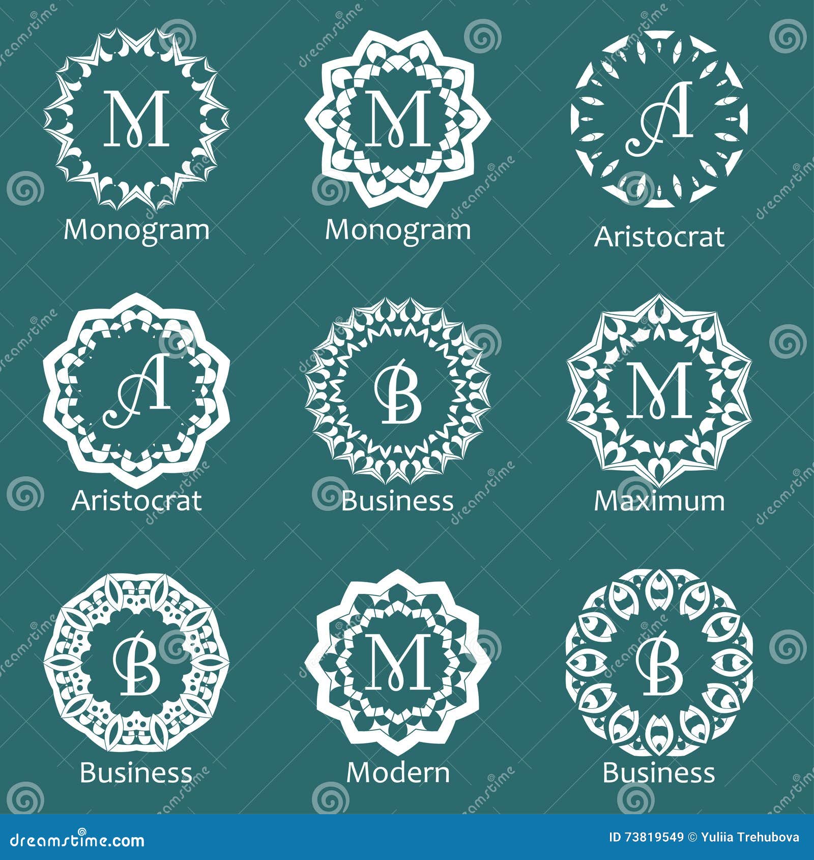 Set of Creative Monograms. Template Ornament Line Design for Business ...