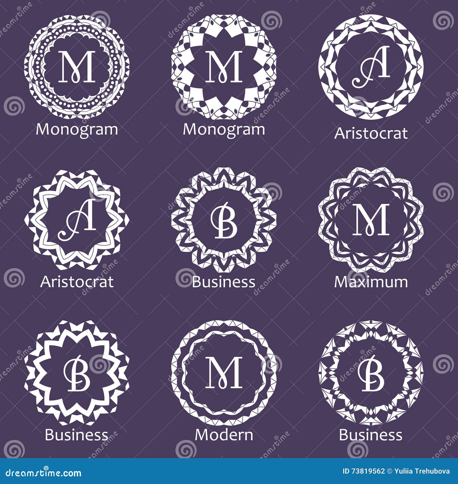 Set of Creative Monograms. Template Ornament Line Design for Business ...