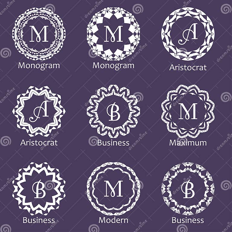 Set of Creative Monograms. Template Ornament Line Design for Business ...