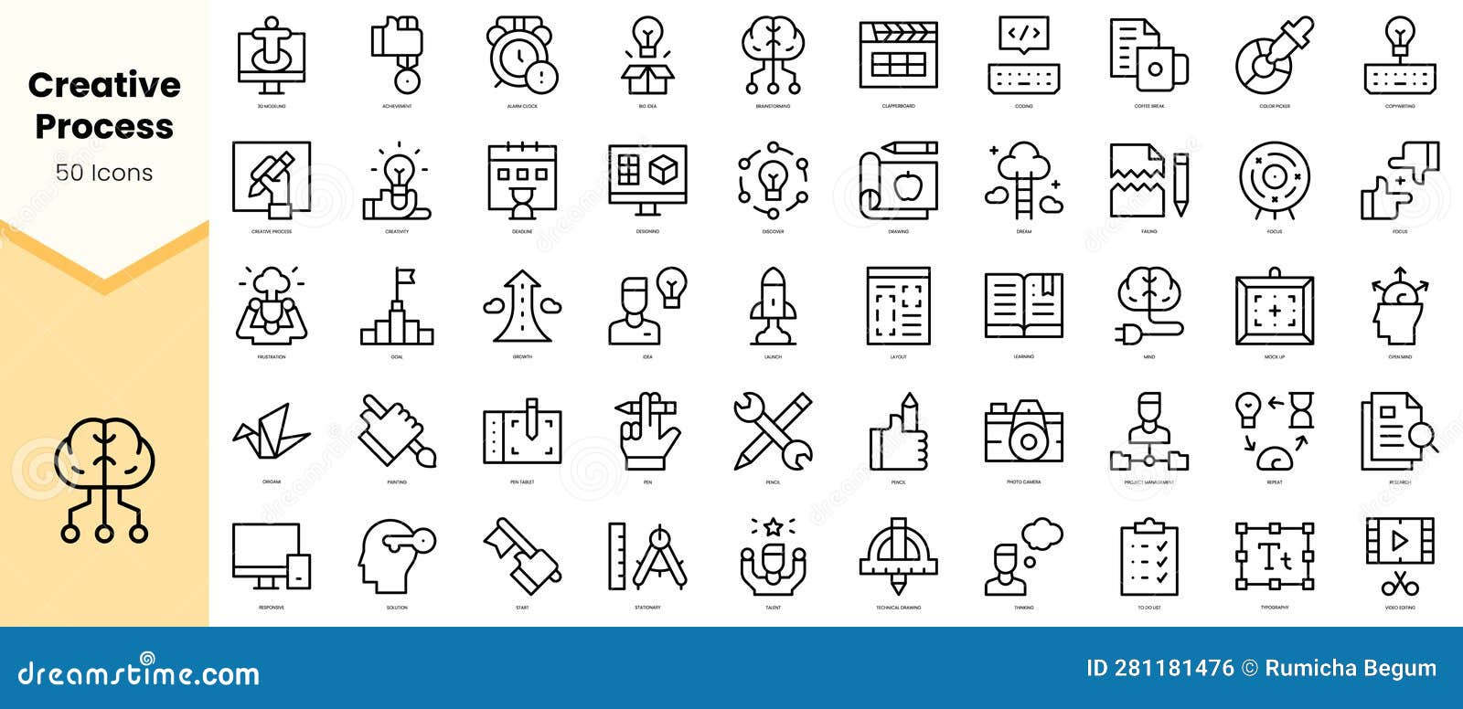 Set of Creative Process Icons. Simple Line Art Style Icons Pack Stock ...