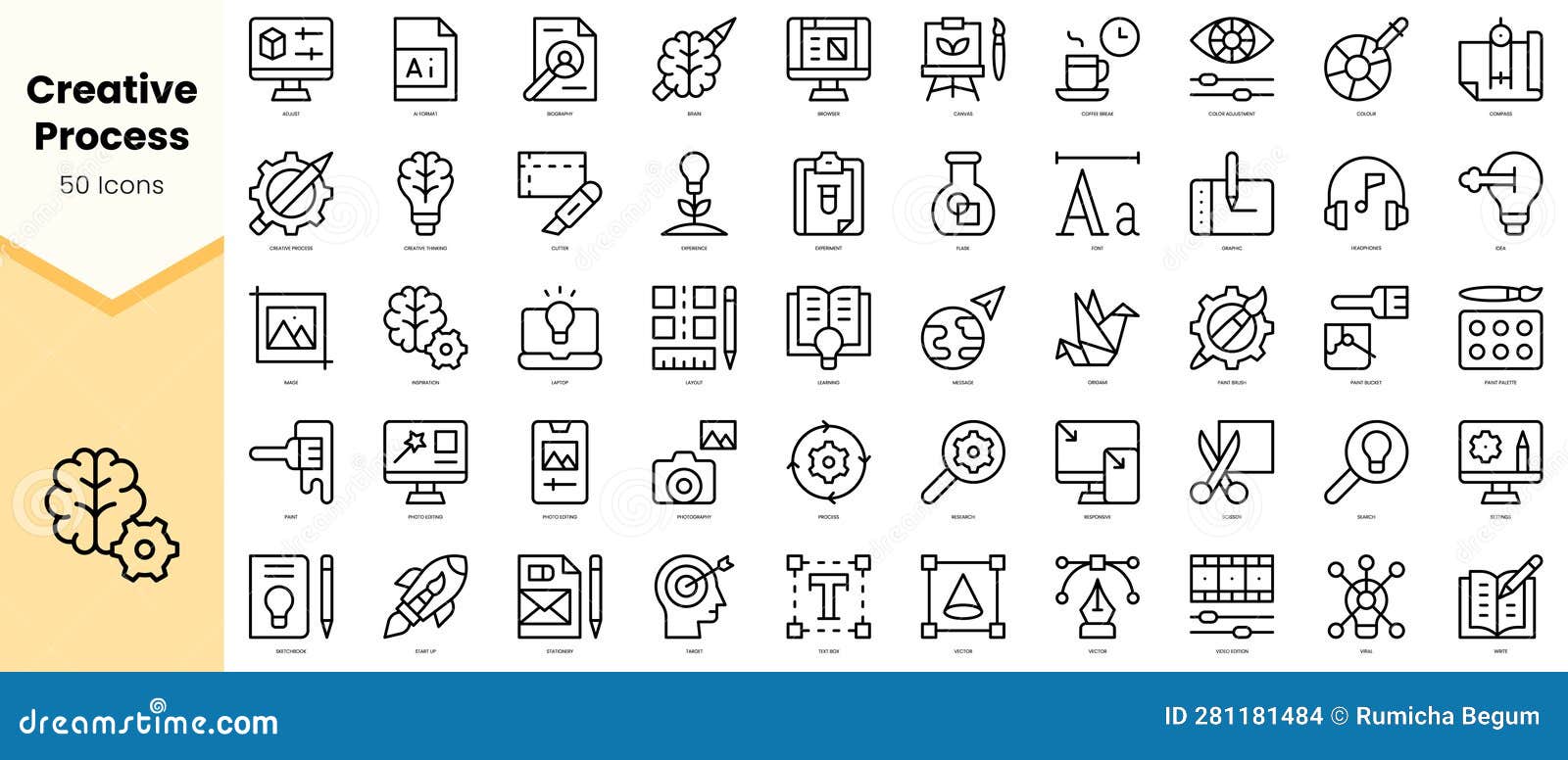 Set of Creative Process Icons. Simple Line Art Style Icons Pack Stock ...