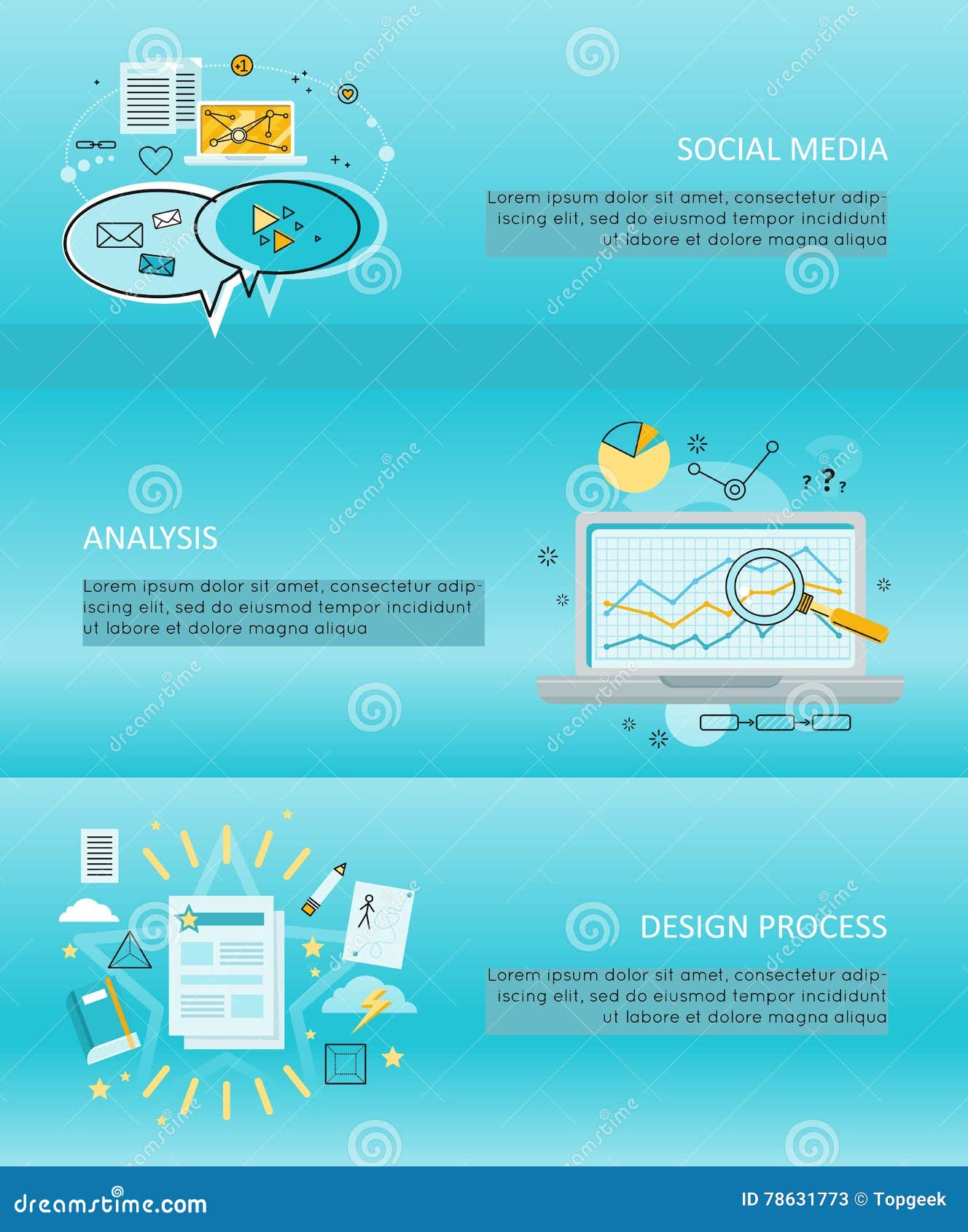 Set of Creative Process and Share Vector Banners. Stock Vector ...