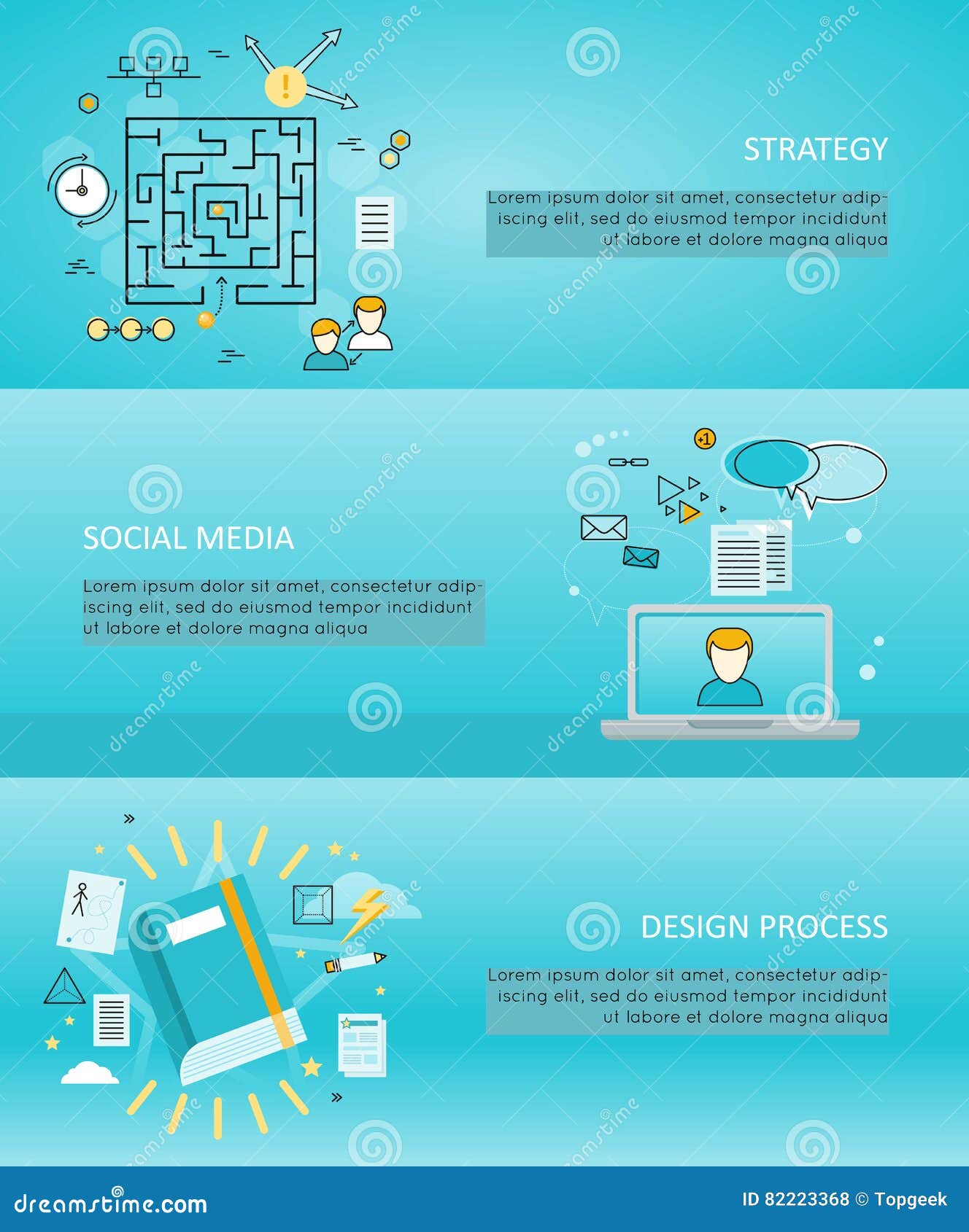 Set of Creative Process and Share Vector Banners. Stock Vector ...