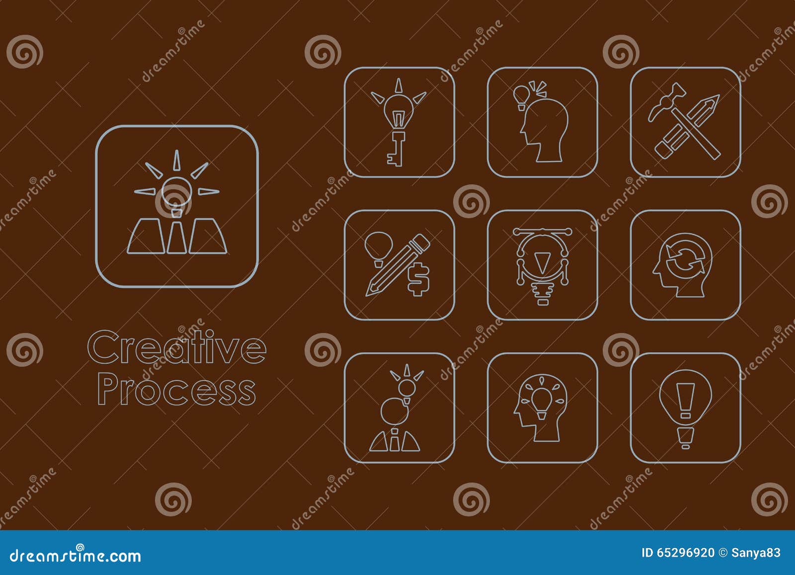 Set of Creative Process Simple Icons Stock Vector - Illustration of ...