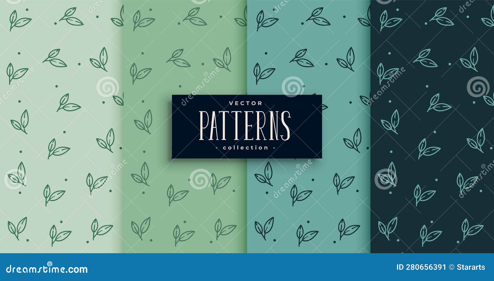 Set of Creative Small Leaves Pattern in Four Colors Vector Stock Vector ...
