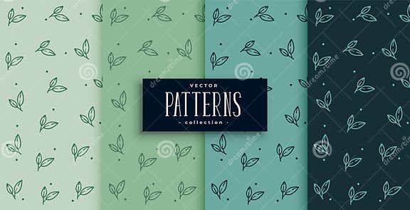 Set of Creative Small Leaves Pattern in Four Colors Vector Stock Vector ...
