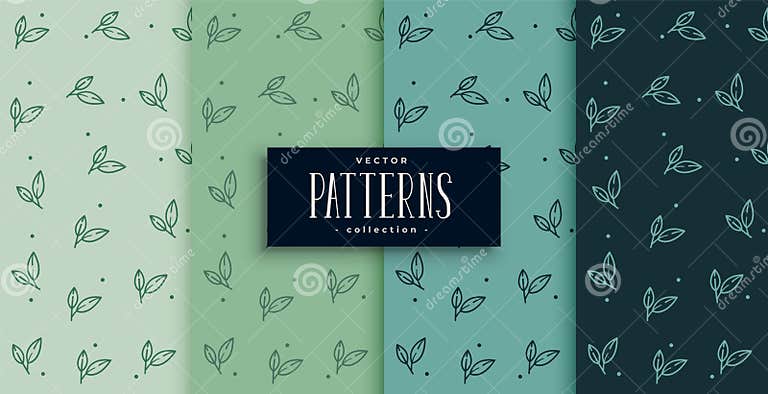 Set of Creative Small Leaves Pattern in Four Colors Vector Stock Vector ...